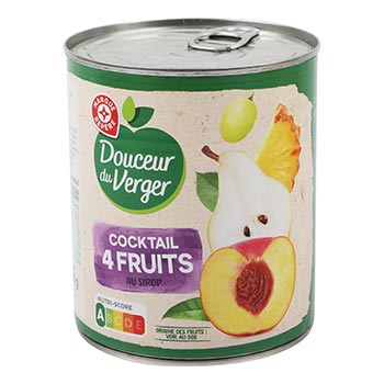 Fruits au sirop Douceur Verger Cocktail 4 fruits - 500g | Klandko